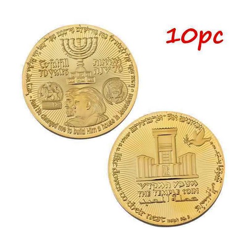 10pc Donald Trump Gold Plated Coin King Cyrus Jewish Temple Jerusalem ...