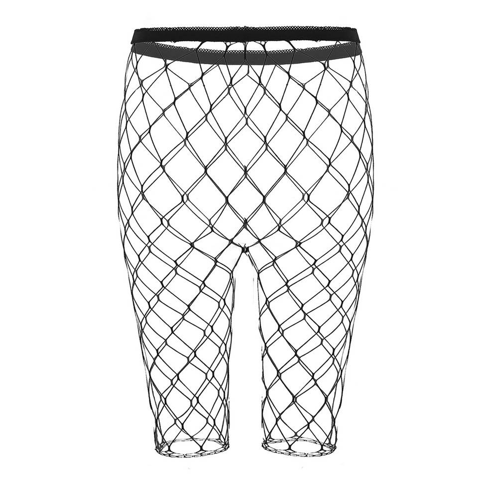 Men's Hollow Out Mesh Fishnet Pants Stretchy Half Pants Swim Shorts ...