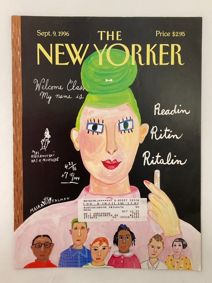 COVER ONLY The New Yorker September 9 1996 The Three Rs by Maira Kalman ...