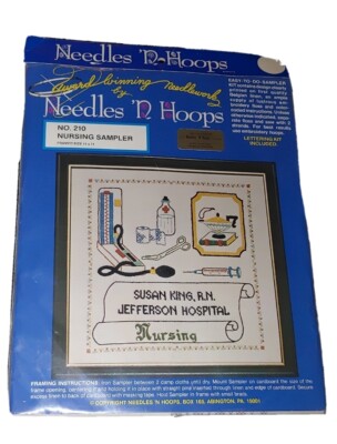 Needles 'n Hoops Nursing Sampler Embroidery Kit # 210 Frameded Size 11 ...