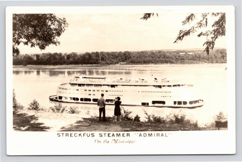 RPPC Streckfus Steamer Admiral On The Mississippi Ship VTG Unused Photo ...
