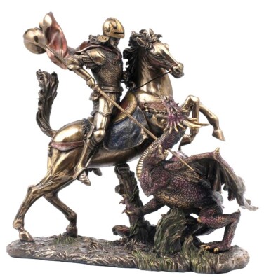 Veronese Bronze Figurine Saint St George Slaying the Dragon Gustave ...