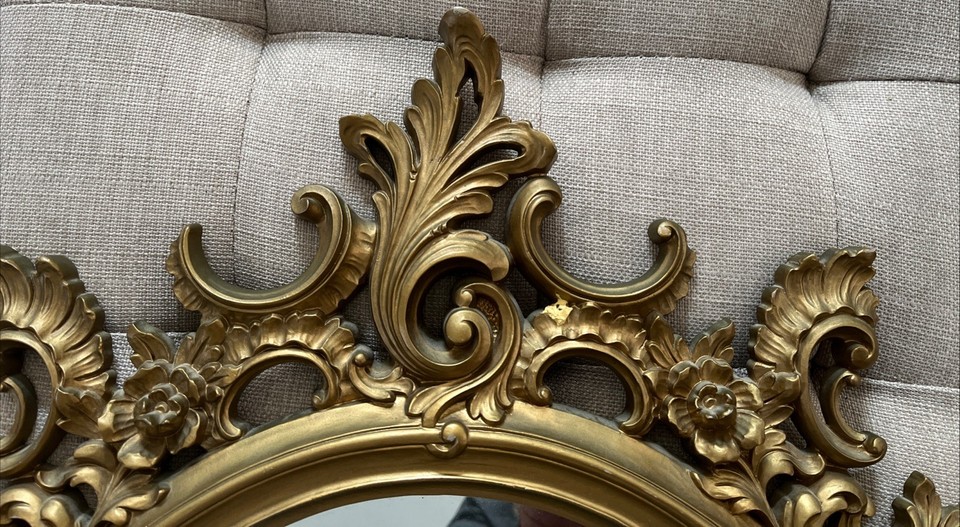 Vintage Gold ORNATE BASSETT MIRROR CO. MCM Hollywood Regency | eBay