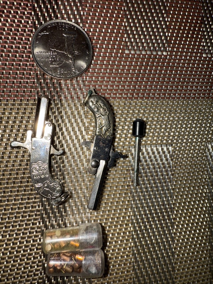 Two Antique 2mm Mini Pinfire Cap Gun Key Chain Pocket Watch Fob | eBay