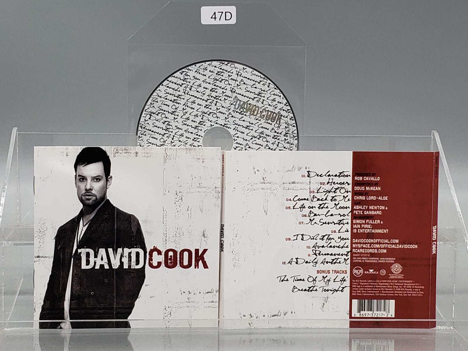 David Cook by David Cook (CD) No Case No Tracking Disc + Artwork Only ...
