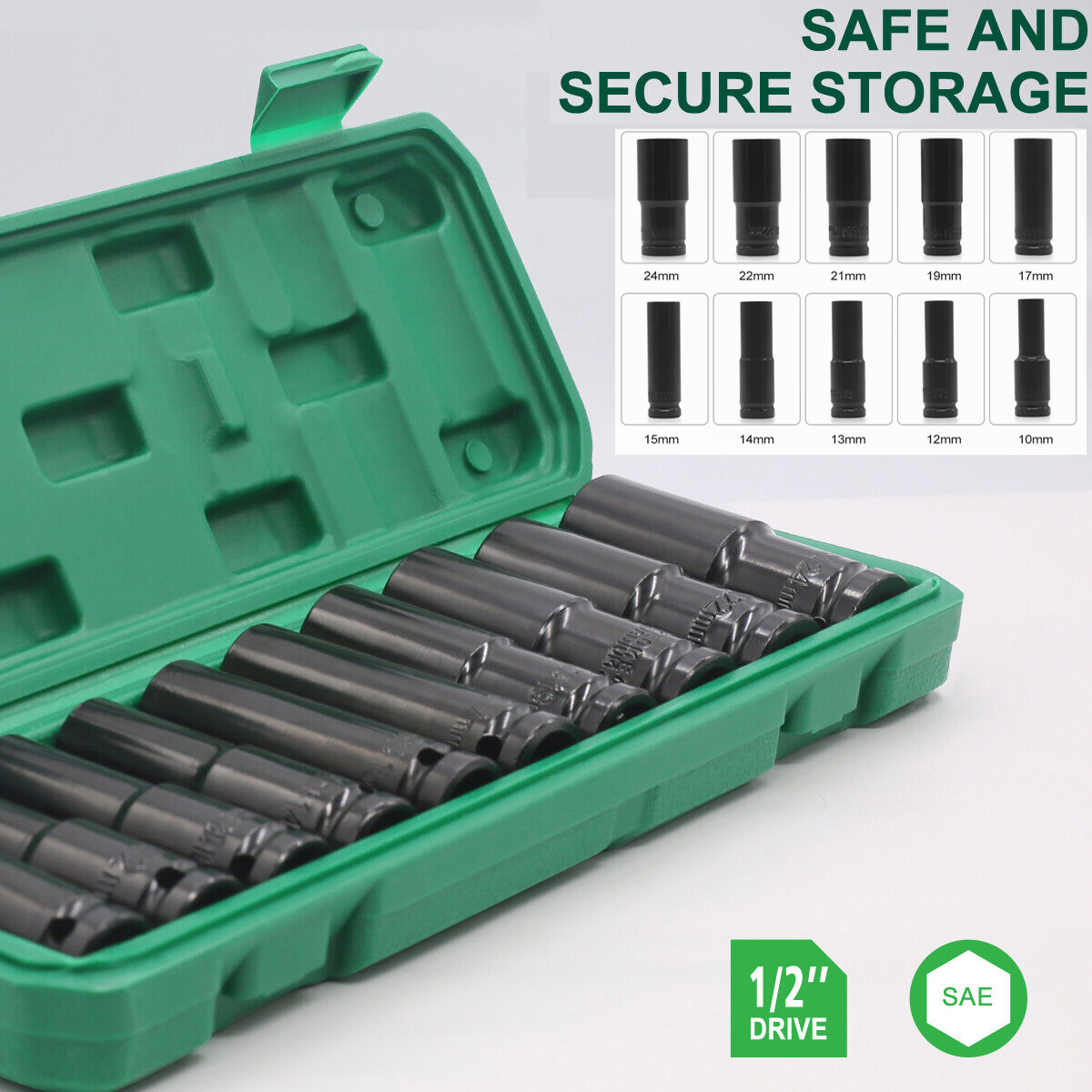 Extra Thin Wall Sockets Sets Impact Socket Set (3 Piece), Extra Long