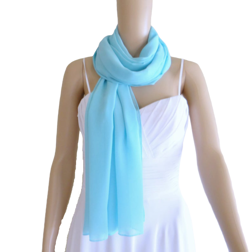 Baby Blue Long Scarf. Handmade Wrap Scarf. Baby Blue Chiffon Shawl. | eBay