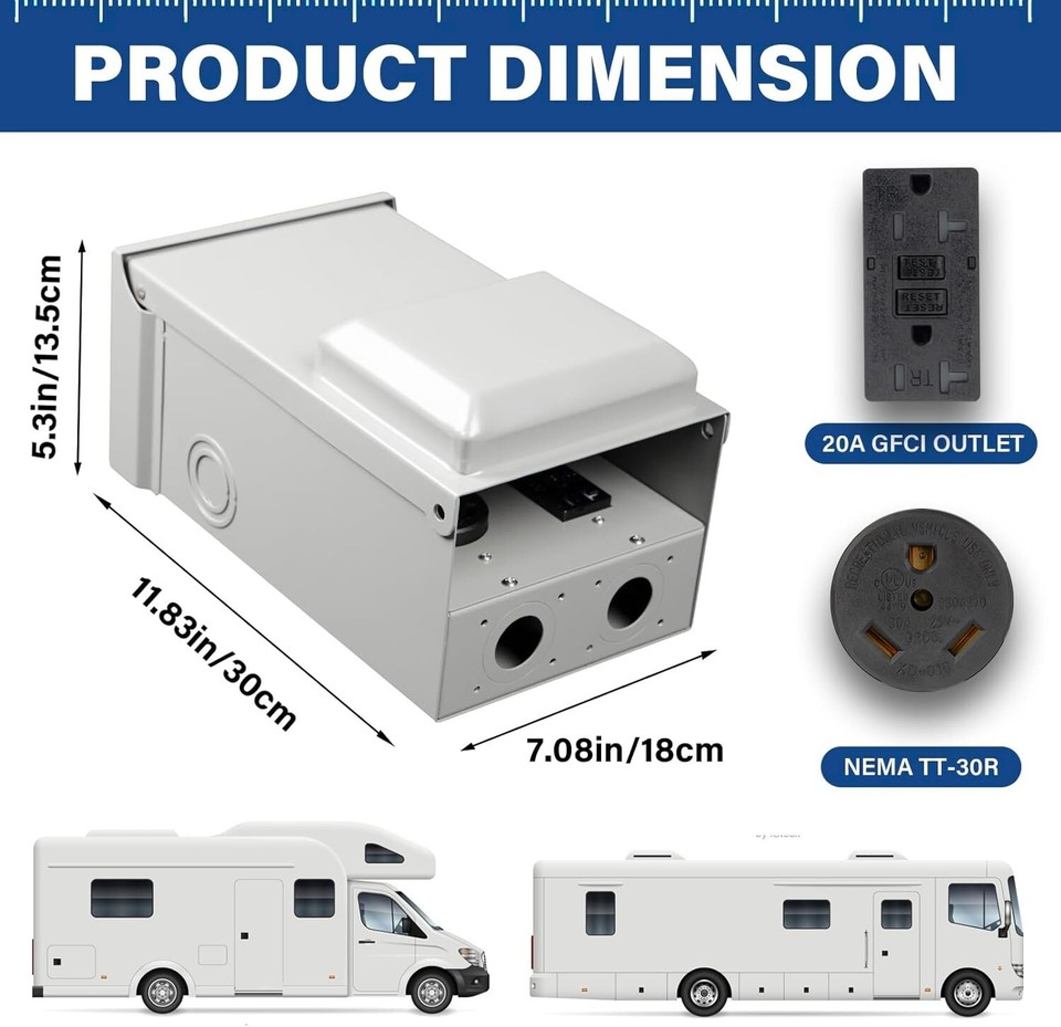 30 Amp RV Outlet Box RV Electrical Panel with UL Listed 30 amp+GFCI 20 ...