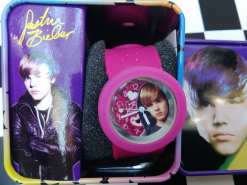 2011 Bravado Justin Bieber Pink Wrist Watch w/ Pink Glitter Band with ...