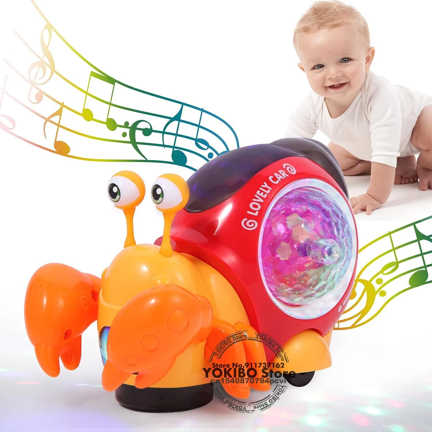 Crawling Crab Baby Dancing Toys with Music LED Light Up Interactive ...