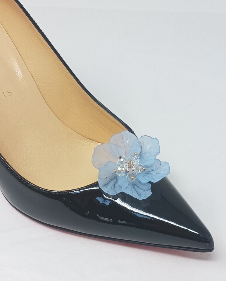 Light Blue Color Flower Shoe Clips, Shoe Accessory | eBay