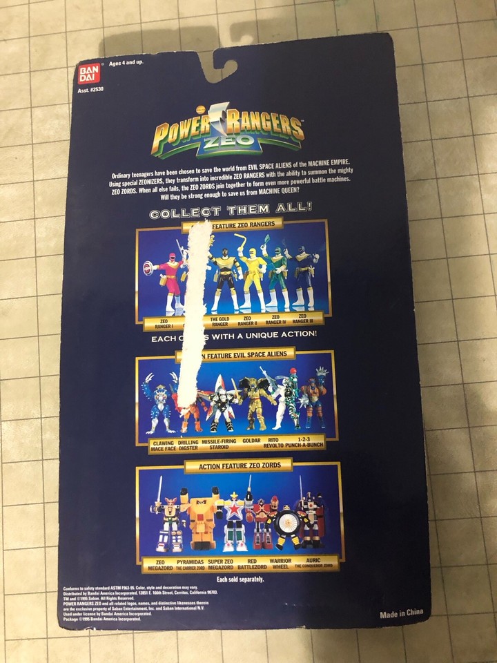VINTAGE 1995 Power Rangers Zeo The Gold Ranger Staff Whirling Action ...