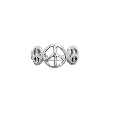 Sterling Silver Stretched Three Peace Sign Band Ring New | eBay