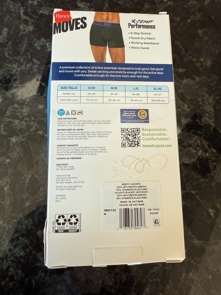New Men's Medium (32-34) Tagless Trunks Hanes X-Temp Performance Boxers ...