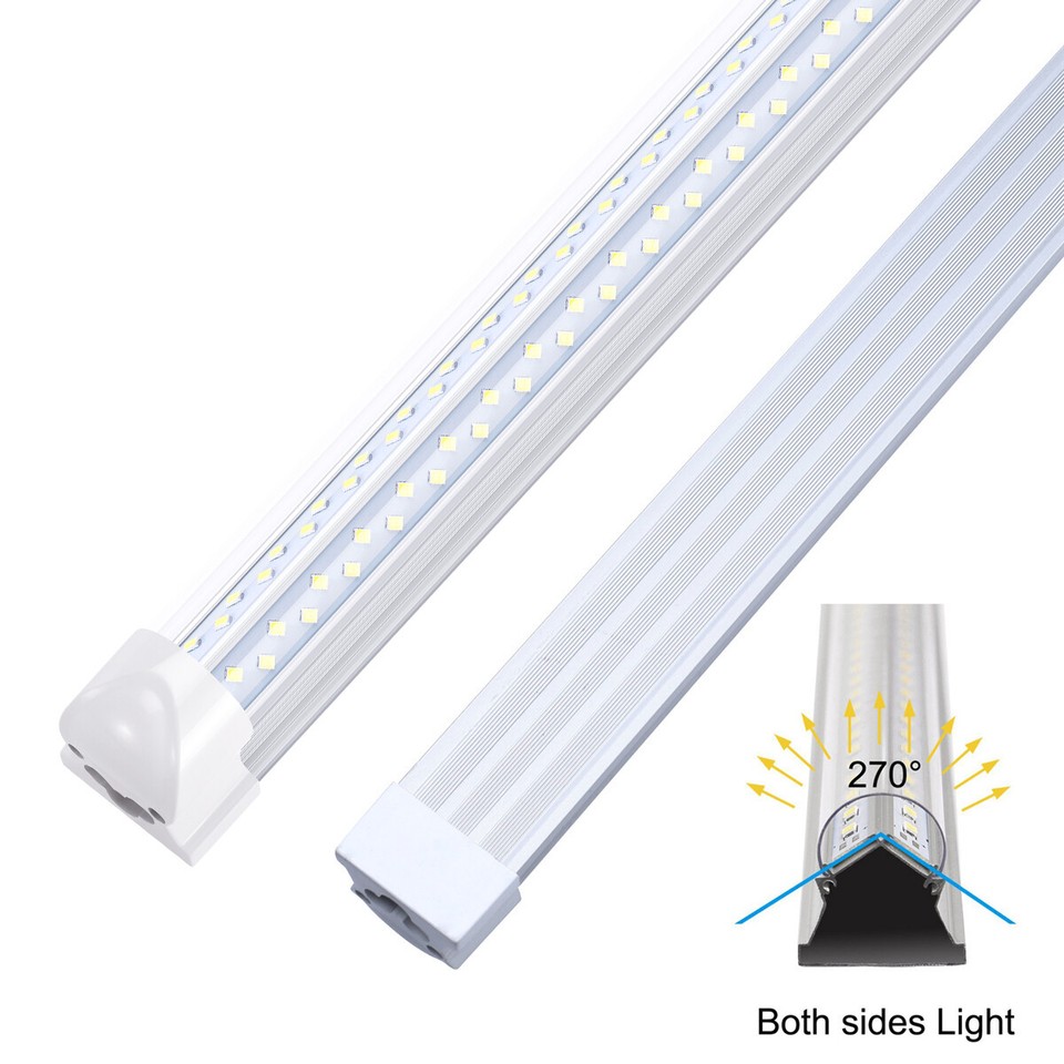 10Pack 8FT 120W LED Tube Light T8 Integrate 4 Row V-shape LED Shop ...