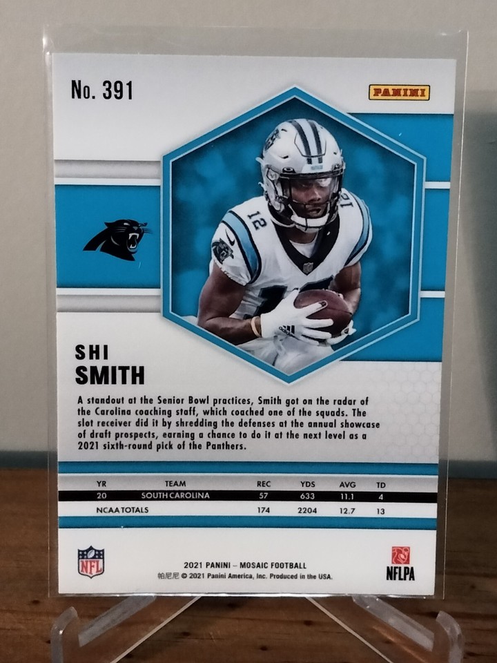 SHI SMITH 2021 Panini MOSAIC BASE ROOKIE CARD #391 Carolina Panthers WR ...