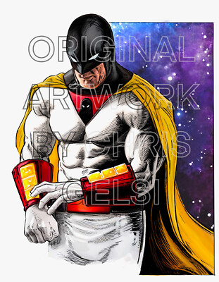 Space Ghost 60s 90s Cartoons Orig Illus Fan Art Print C. Gelsi 8.5 x 11 ...