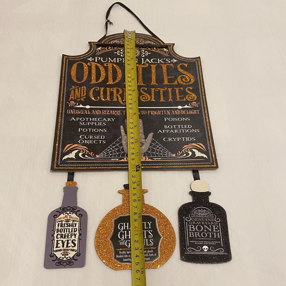 Pumpkin Jacks Oddities & Curiosities Hanging Sign Halloween Decor | eBay