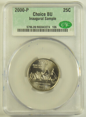 2000-P Virginia State Quarter CAC Choice BU Inaugural Sample #274 106 ...