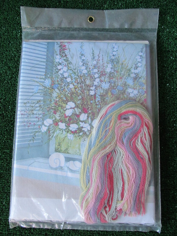 Needle Treasures Stitchery Flowers In Arched Window. Leslie Wainwright ...