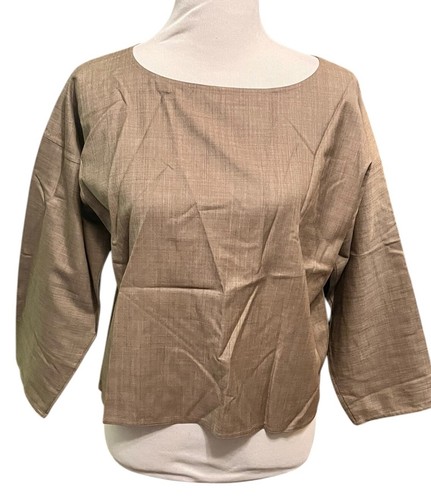 Zoran 100% Gabardine Wool Boxy Top •O/S• Minimalist long sleeve blouse ...