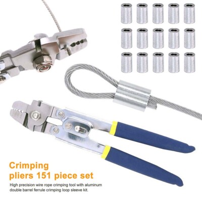 150x Aluminum Cable Crimp Tool Sleeves Clip Ferrule Steel Wire Rope ...