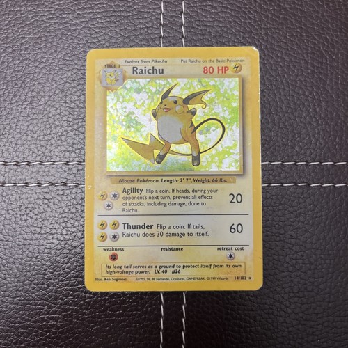 Pokemon TCG - Raichu - 14/102 - Unlimited Base Set - HP Holo Rare | eBay