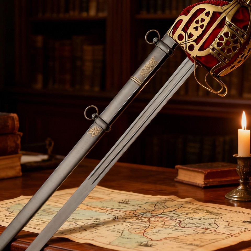 41" Scottish Replica Sword Brass Basket Hilt With Red Velvet Grip ...