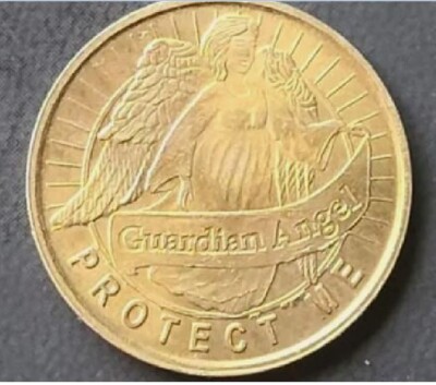 Guardian Angel Protect me Token Coin Medal Gold Tone Metal | eBay