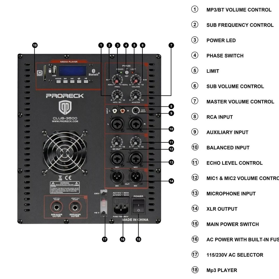 PRORECK CLUB 3500 DJ Line Array PA Speakers System 15inch 3000W with ...