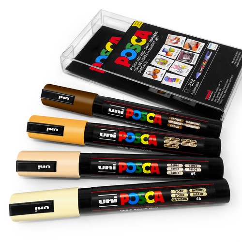 Uni Posca PC-5M Art Marker Paint Pens -Warm Neutral - Set of 4 in ...