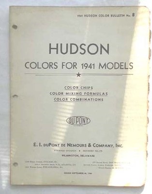 1941 HUDSON DUPONT COLOR PAINT CHIP CHART ALL MODELS ORIGINAL | eBay