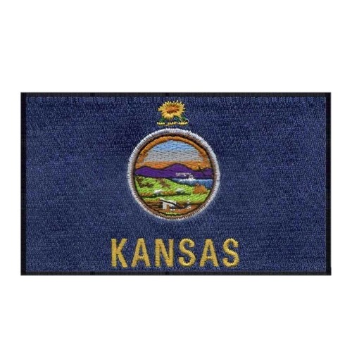 Kansas State Flag Patch US USA Embroidered - Iron On/Sew On | eBay