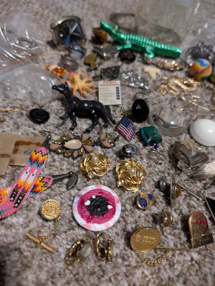 Jewelry Trinket Jar LOT junk drawer mixed metals random | eBay