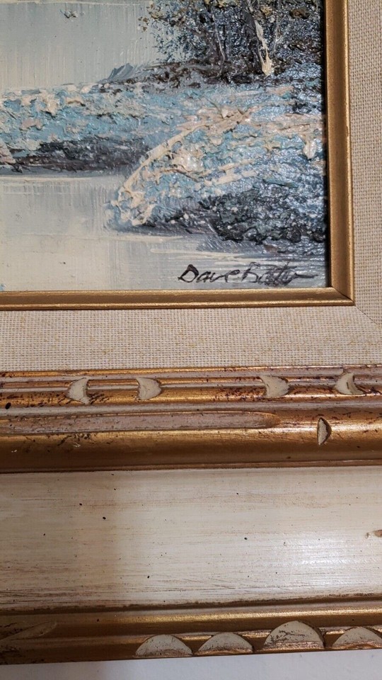 Vintage David Baxter Winter Landscape Oil Painting Framed on Wood Snowy ...