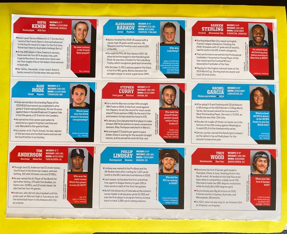 STEPH CURRY Sports Illustrated for Kids SI For Kids Uncut Sheet Trey ...