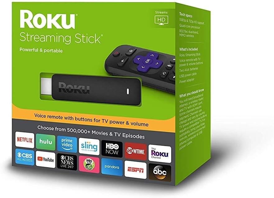 NEW ROKU Streaming Stick 3800X 3800R Remote with TV Power & Volume ...