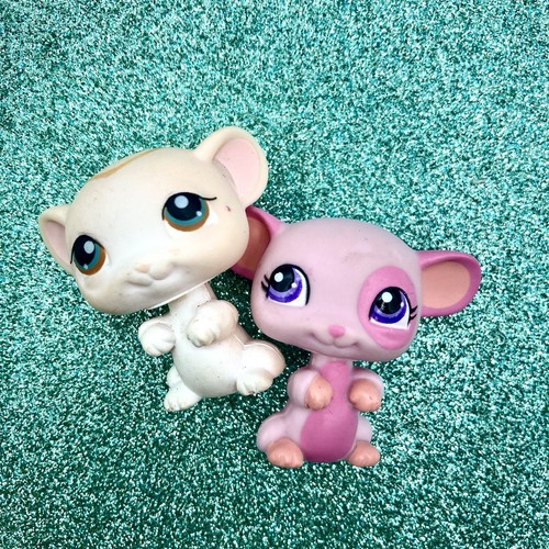 Hasbro LPS Littlest Pet Shop Lot 2 Mice Mouse Angel Pink Advent #429 ...