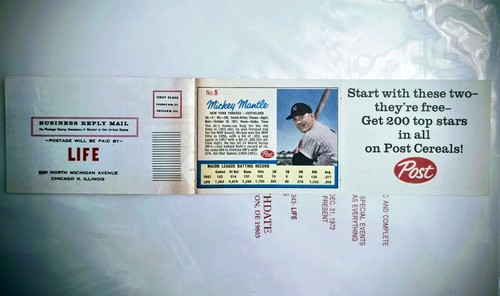 Rare 1962 Mickey Mantle Post Life Mag Panel! Plus Roger Maris Post Life ...