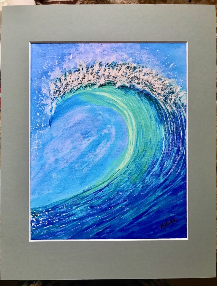 Wave Painting Ocean Wave Art Print with Mat, Art Gift Print, Ocean Lovers 11x14 | eBay