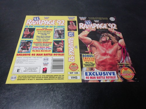 SLEEVE ONLY WF109 - WWF U.S. Rampage 92 1992 UK VHS Video WWE Wrestling ...