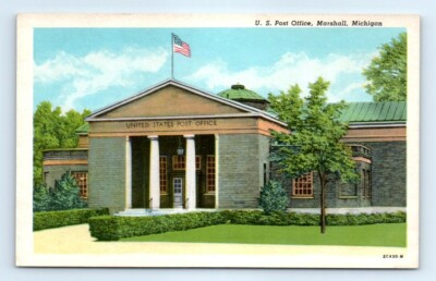 Postcard MI Marshall U.S. Post Office Vtg View M3 | eBay