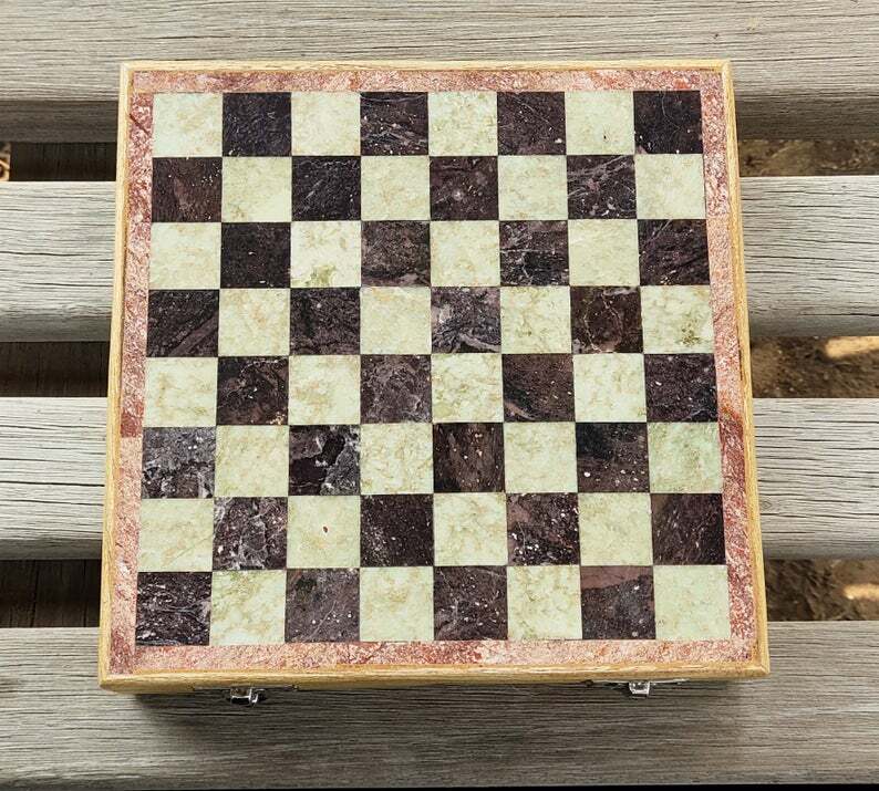 Chess Board For Gift Marble Blocks Black And White Chess Board Set with ...