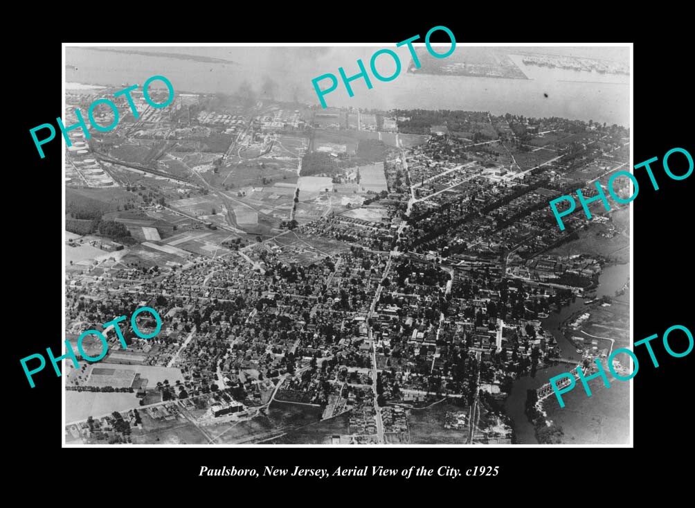 OLD LARGE HISTORIC PHOTO PAULSBORO NEW JERSEY, AERIAL VIEW OF THE TOWN ...