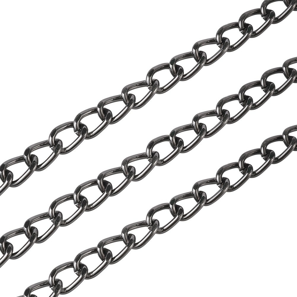 1 Roll 16.4Ft Aluminum Twist Curb Cross Chain Black Unwelded Link Chain ...