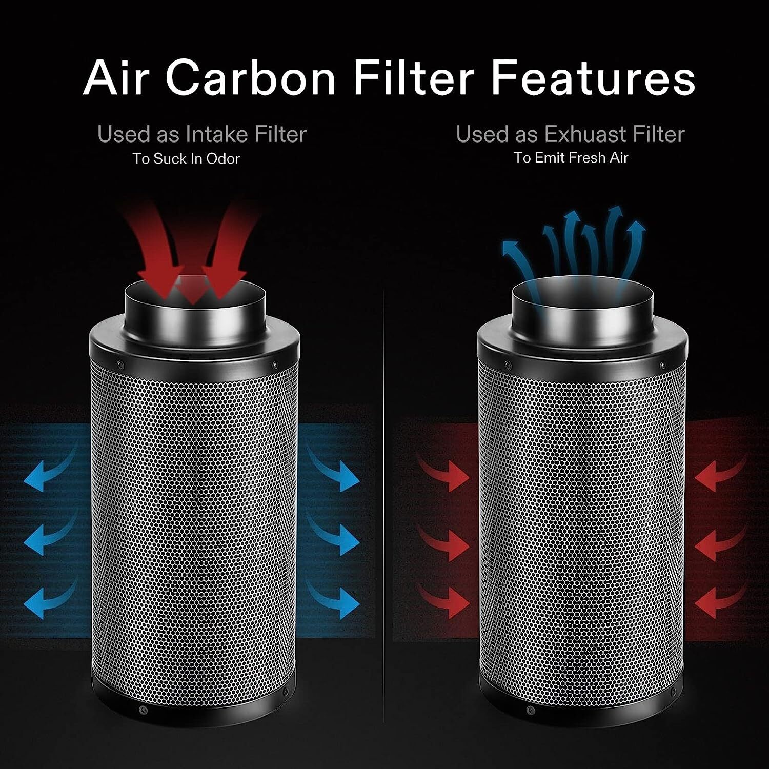 VIVOSUN 4" 6" 8" Air Carbon Filter Virgin Charcoal for Inline Fan 264 ...