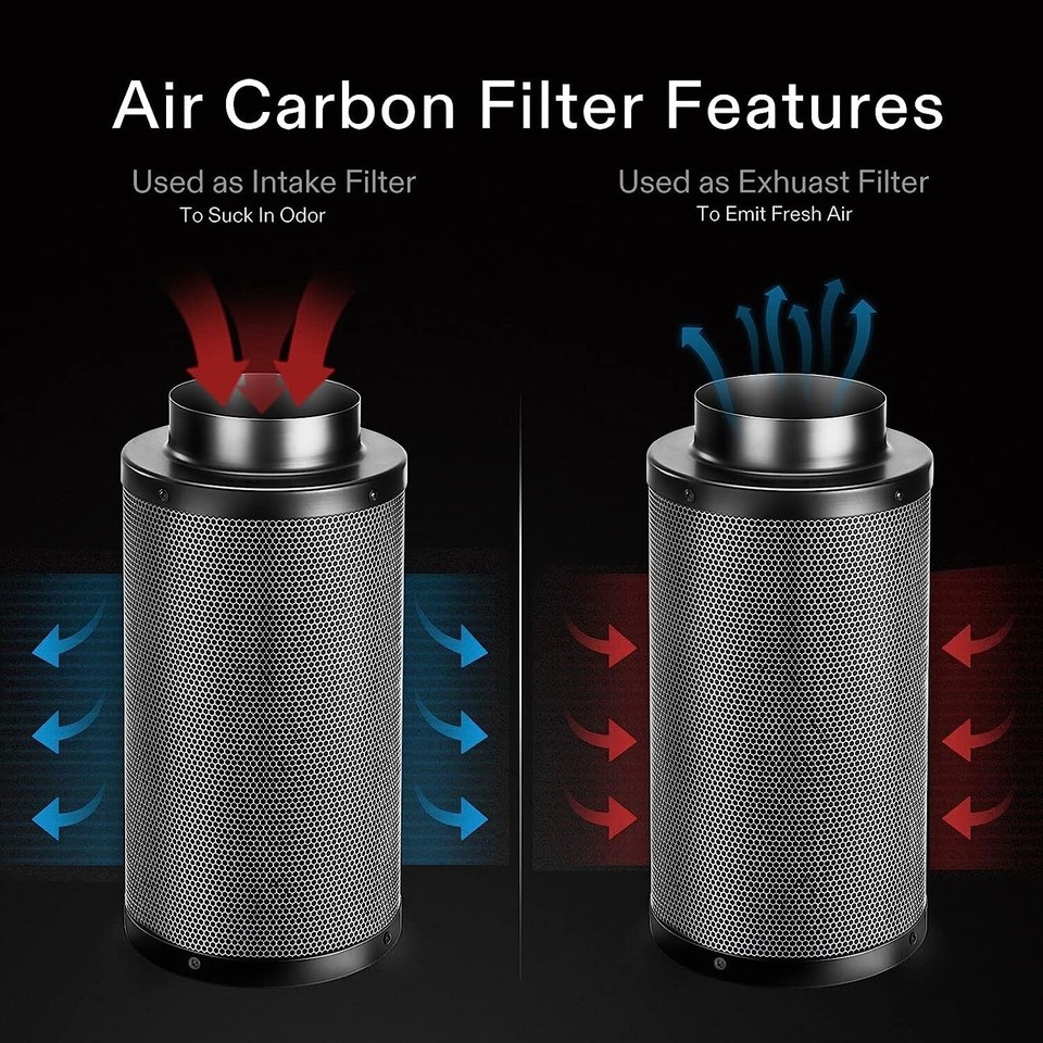VIVOSUN 4" 6" 8" Air Carbon Filter Virgin Charcoal for Inline Fan 264 ...