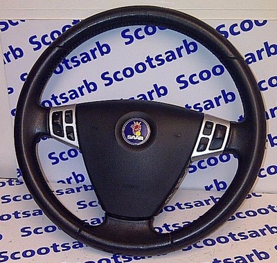 SAAB 9-3 93 Sport Leather Steering Wheel with SRS & Controls 12796742 ...