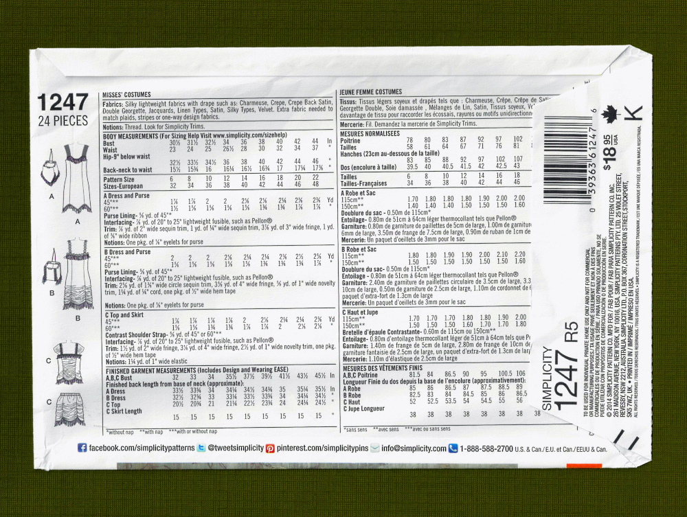 Roaring 20s Flapper Costume 14 - 22 Sewing Pattern Purse Uncut ...