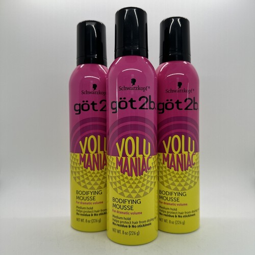 3x Schwarzkopf got2b Volumaniac Bodifying Mousse Medium Hold, 8 oz each ...
